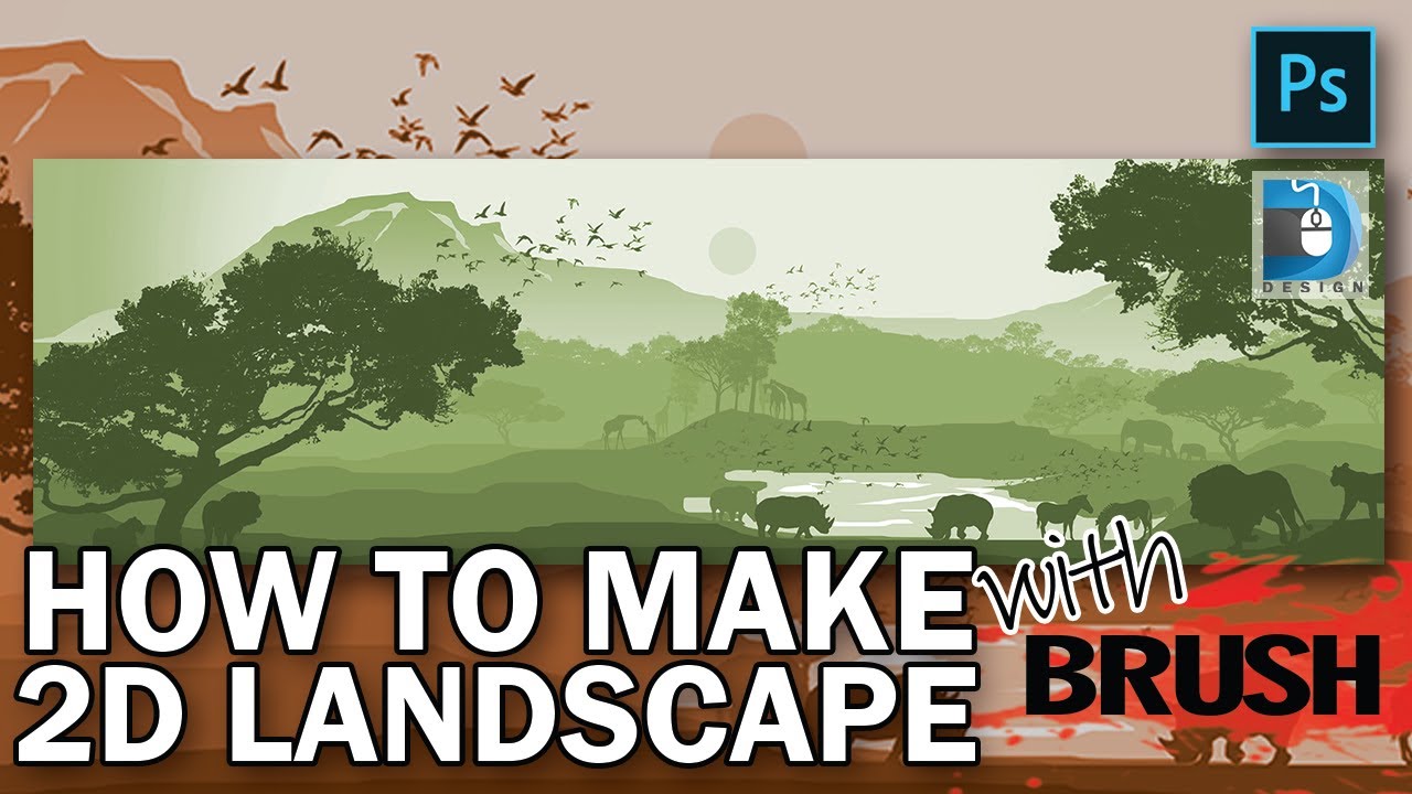 PHOTOSHOP-HOW TO MAKE 2D LANDSCAPE with BRUSH!!(Cara membuat gambar 2D ...