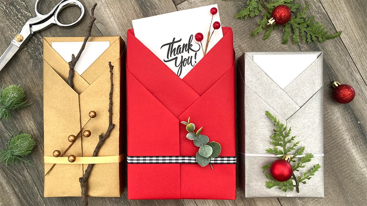 Christmas Gift Wrapping Idea (*for shallow, rectangular boxes) - YouTube