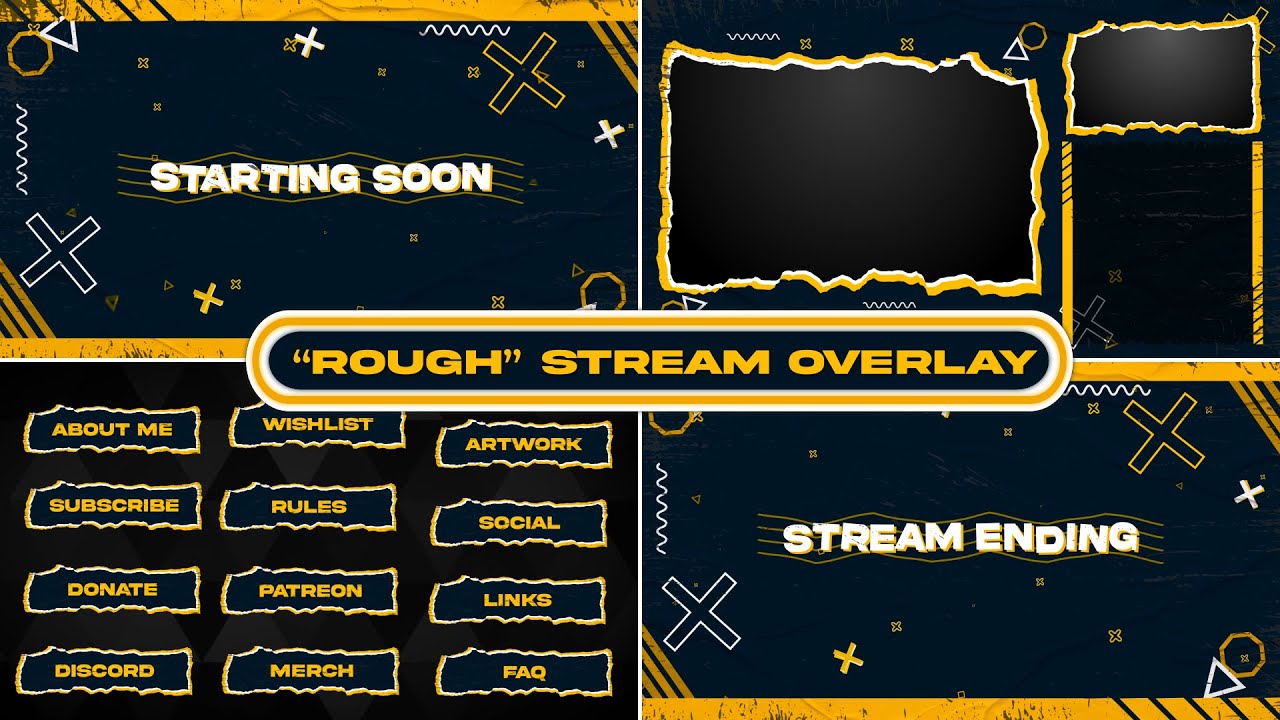 "Rough" Animated Stream Overlay Pack | Animated OBS/Streamlabs Overlay ...