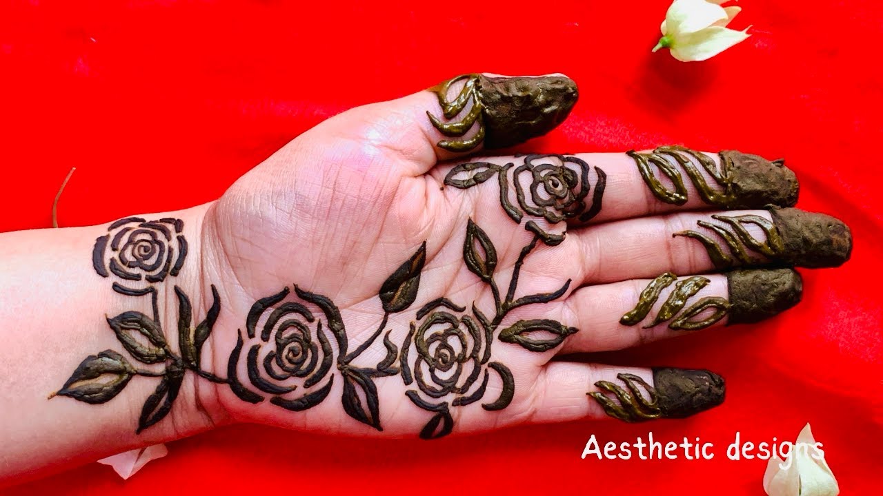 Simple Rose mehndi design | mehndi for eid | floral Mehendi for front ...