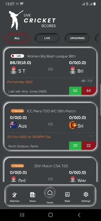 Live Cricket Score App - YouTube