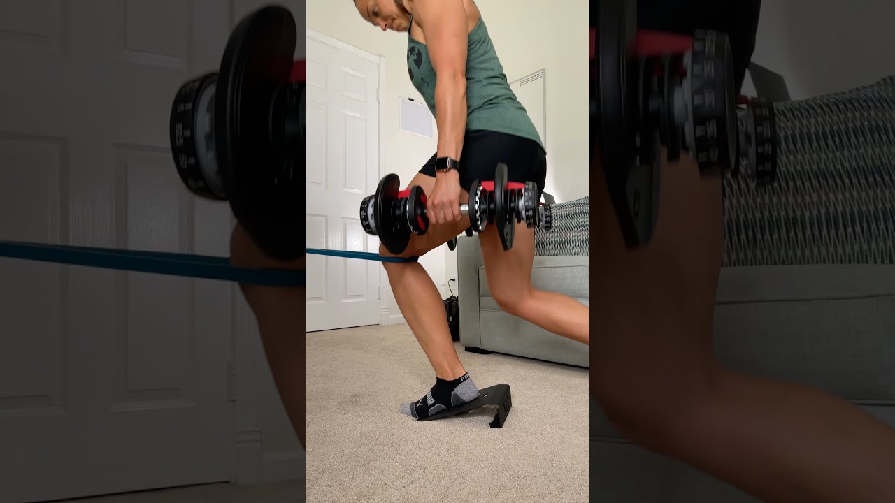 Front Heel Elevated Split Squat with Knee Band - YouTube