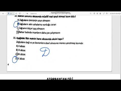 4-cü sinif monitorinq Azərbaycan dili \