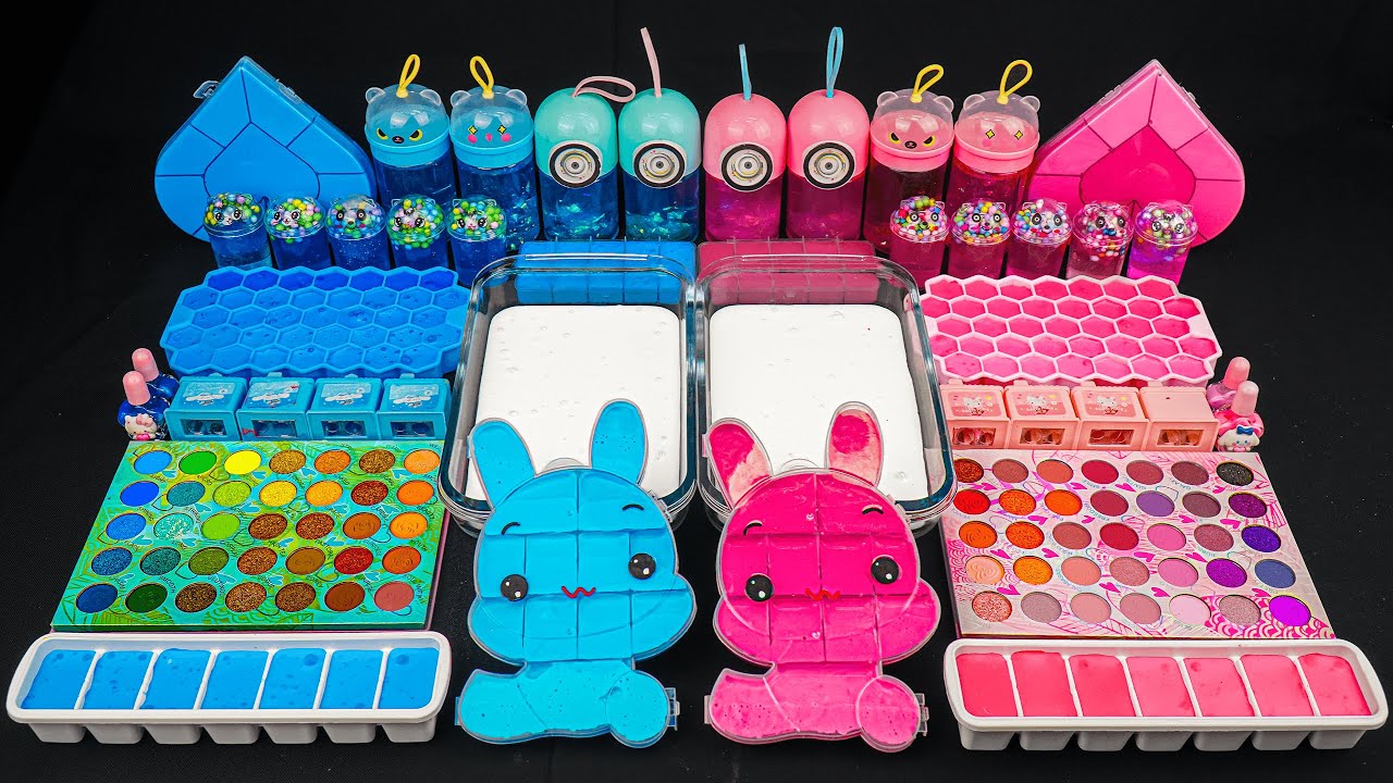 BLUE vs PINK RABBIT Slime 💙 2 Hours Satisfying Slime Mixing with Makeup ...