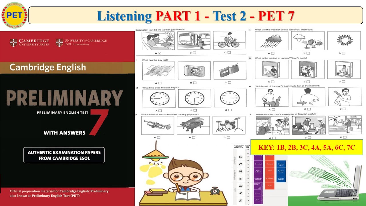 PET 7 Listening Part 1 Test 2 (Transcript + Key) - YouTube