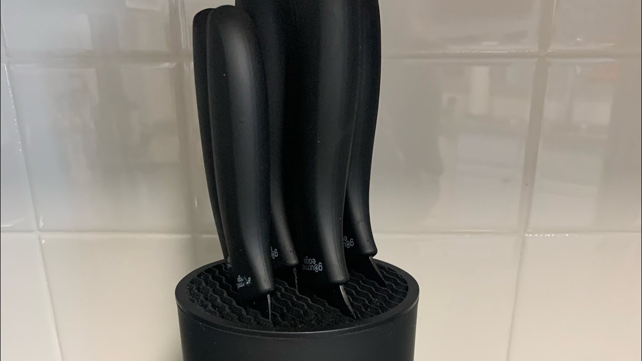 Gourmet Edge 7-Piece Diamond Nonstick Blade Cutlery Set w/ Knife Block ...