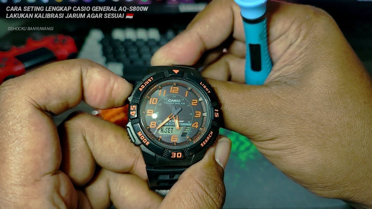 Casio AQ-S800W seting lengkap dan kalibrasi jarum agar sesuai dan ...