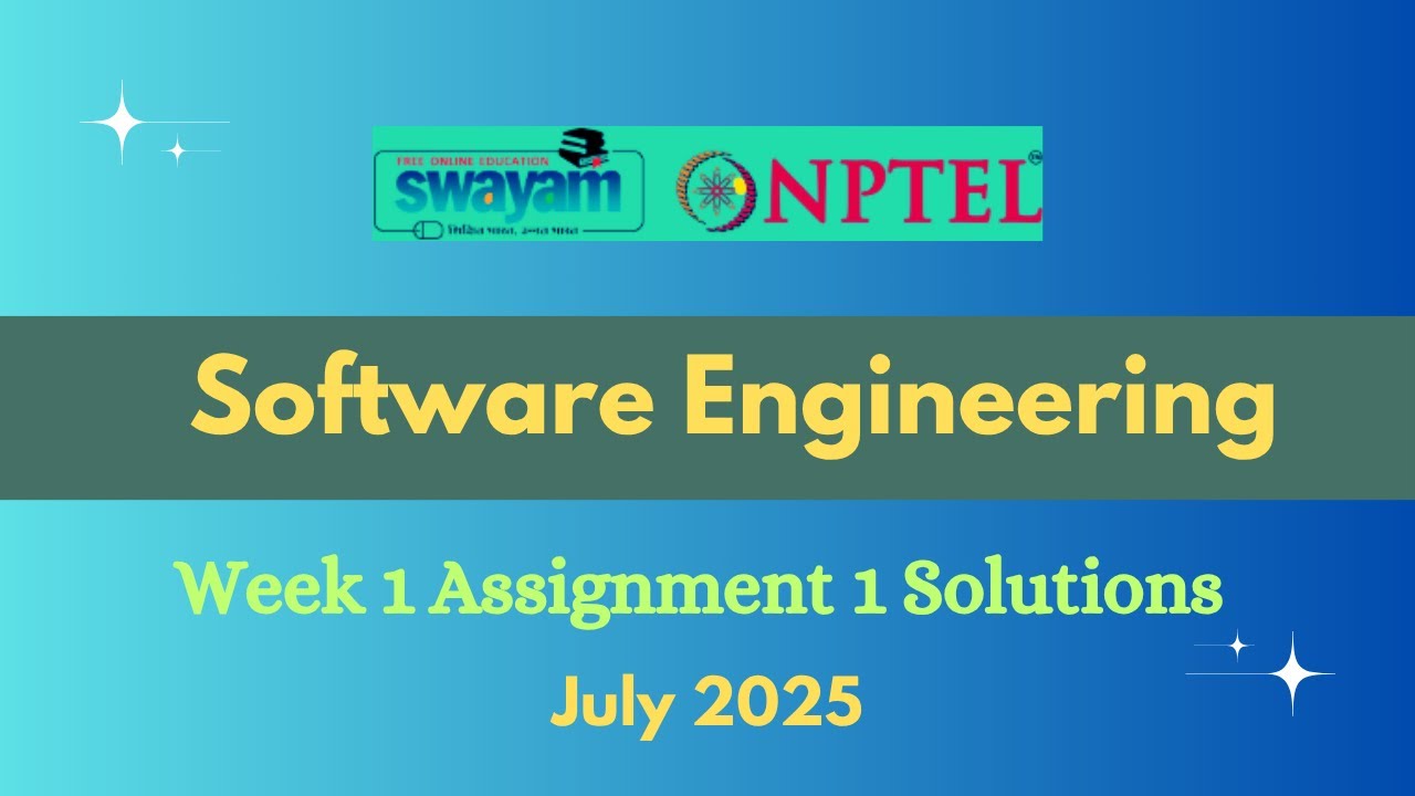 NPTEL Software Engineering Week 1 Assignment 1 Solutions July 2025 - YouTube
