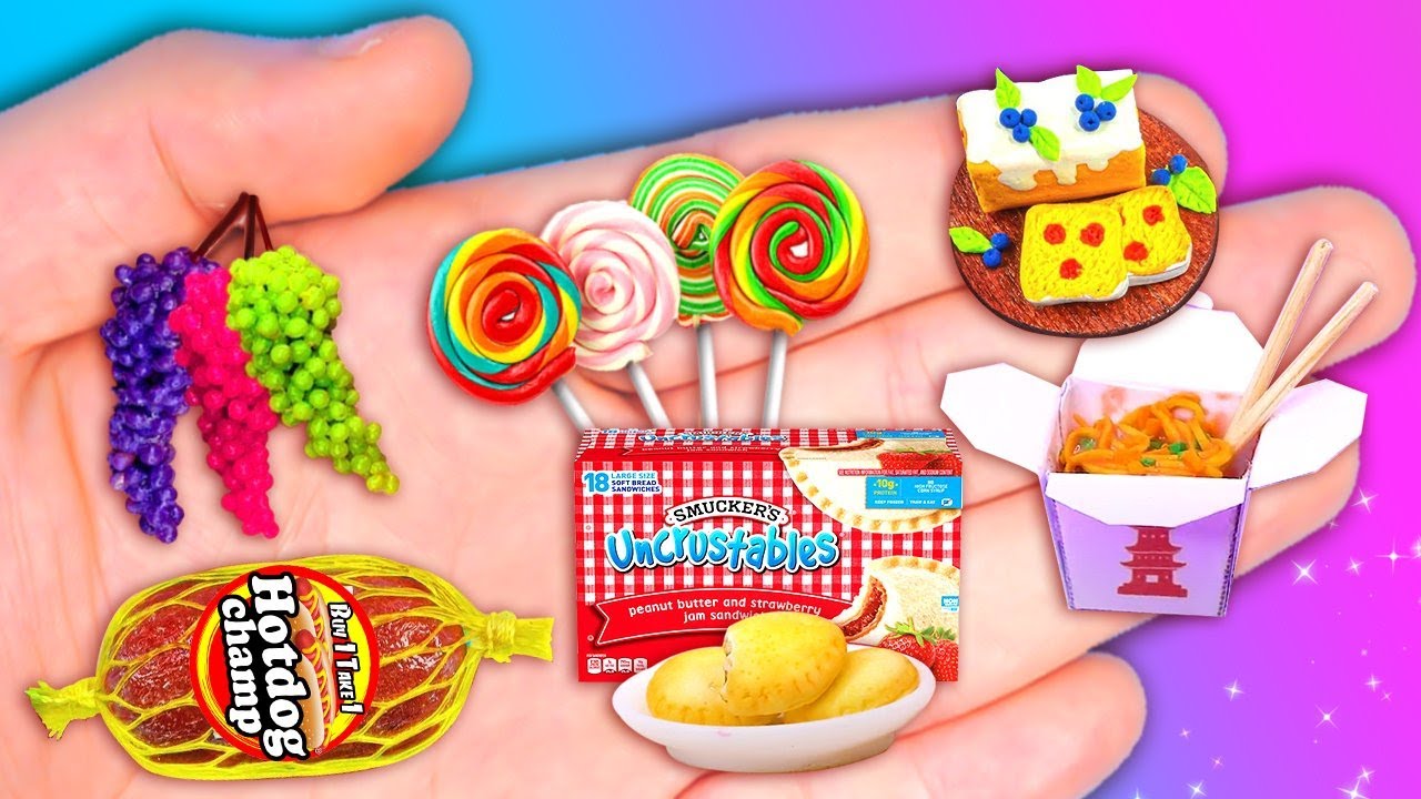 25 DIY MINIATURE FOOD IDEAS FOR DOLLHOUSE BARBIE - YouTube
