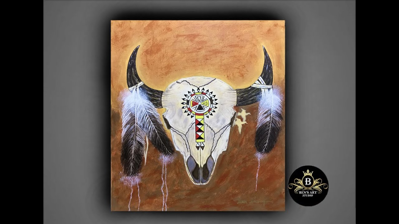 #895 Native American Abstract Art / Bison skull #nativeamericanart # ...