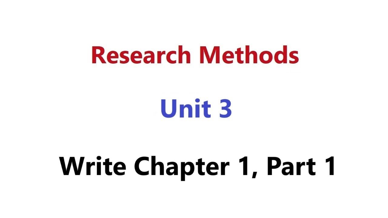 Write Chapter 1, Part 1 - YouTube