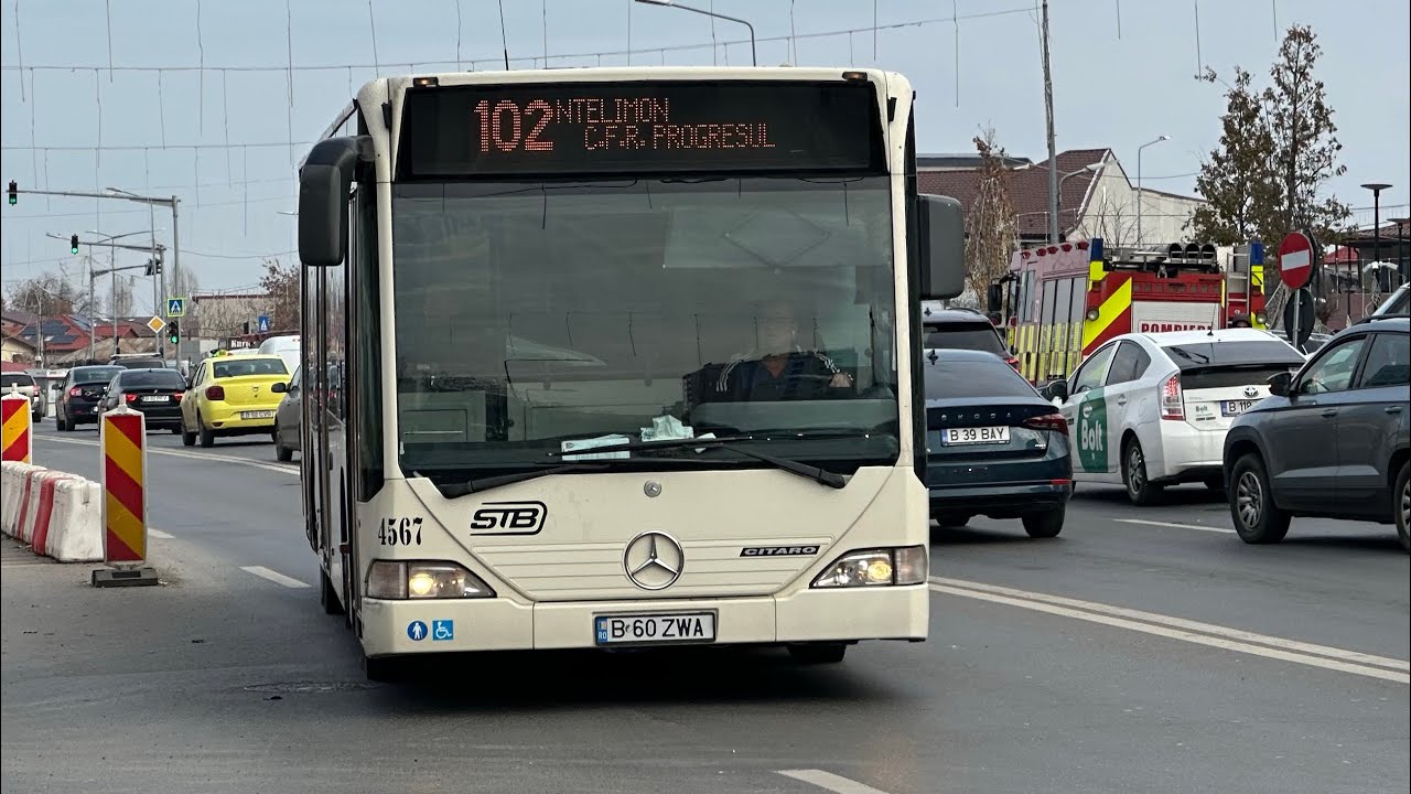 Autobuzul Mercedes Citaro Euro 3 4567 pe linia 102 cu o tobă spartă de ...