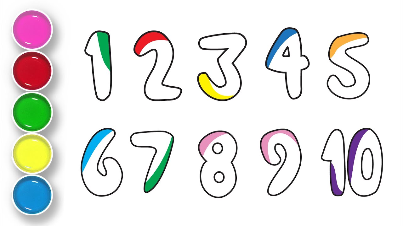 Drawing and Painting Numbers 1 to 10 | Dibujando y Pintando Números del ...