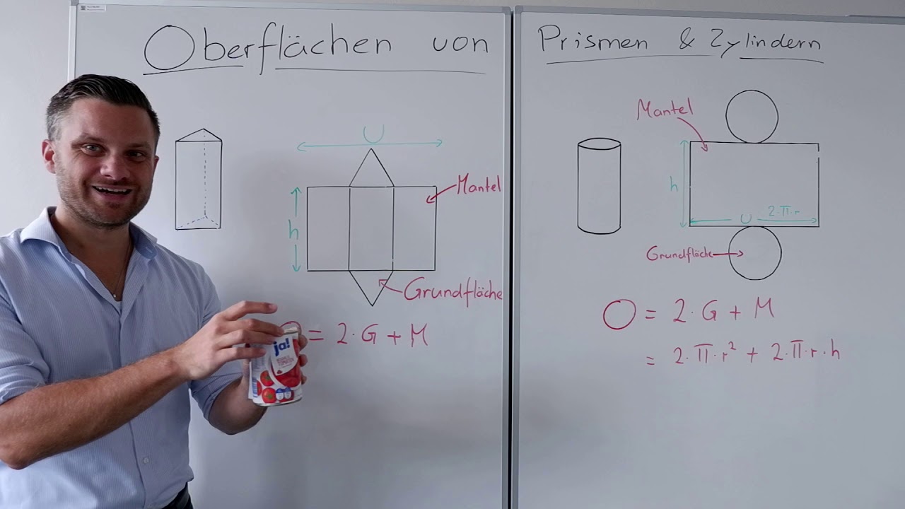 Oberfläche und Volumen von Prismen und Zylindern - YouTube