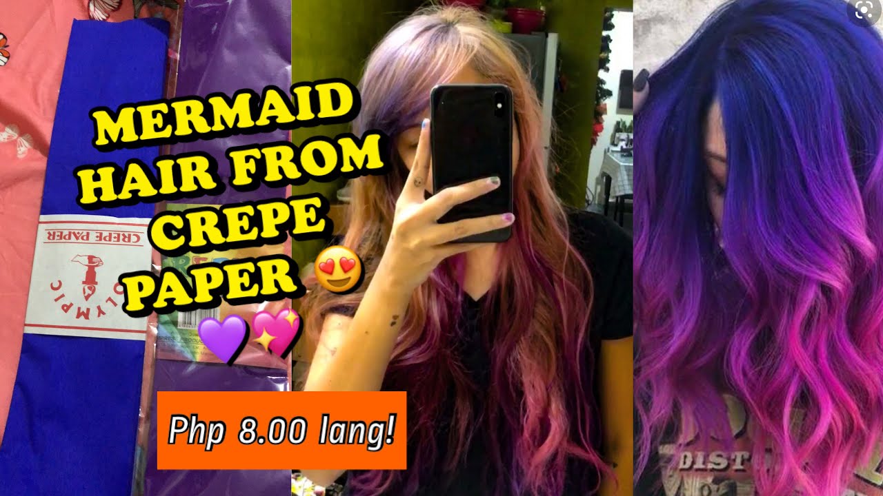 DIY CREPE PAPER HAIR COLOR! 8 pesos lang!! 😍💜💖 - YouTube