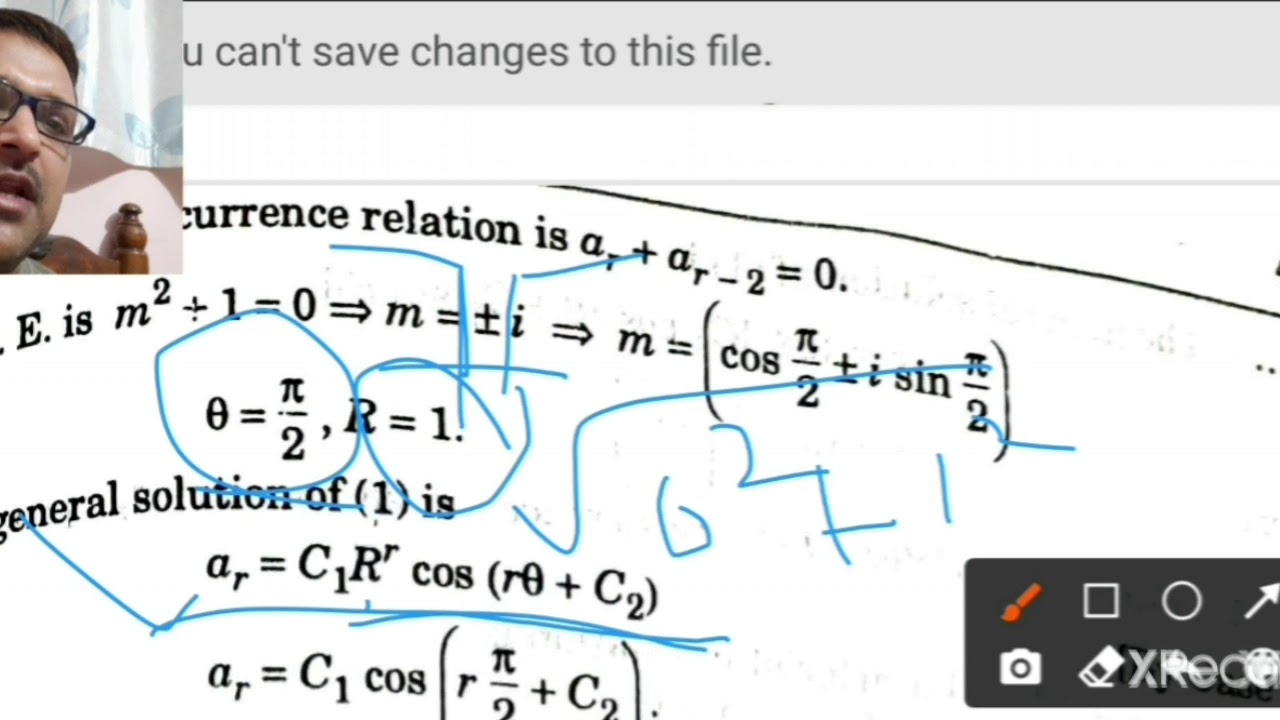 recurrence relation with imaginary root of characteristic equation ...