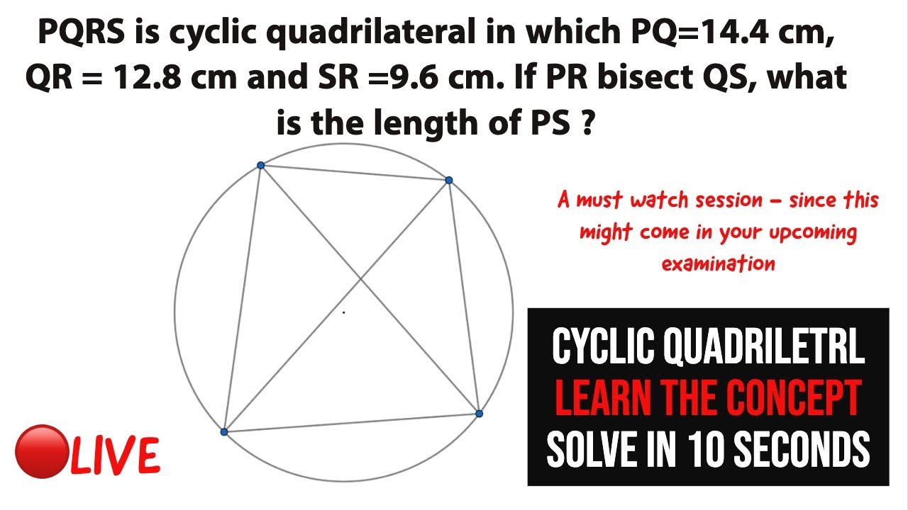 Diagonal Cut in Cyclic Quadrilateral : Concept and 10 seconds Solutions ...