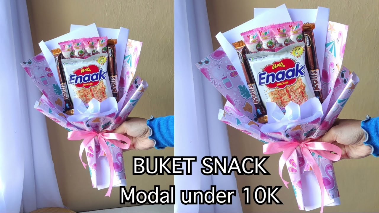 BUKET SNACK UNDER 10K Murah Pakai Kertas Kado - YouTube
