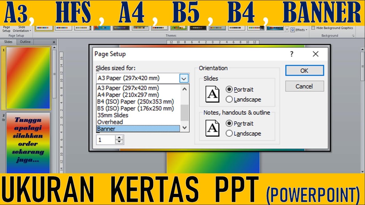 Cara mengatur ukuran kertas ppt powerpoint 2022 - YouTube