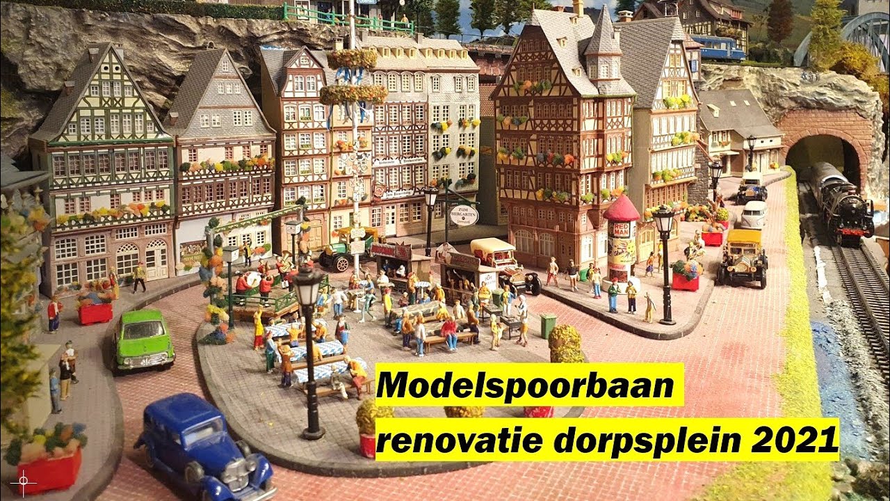 Modelspoorbaan. Dorpsplein renovatie 2021 - YouTube