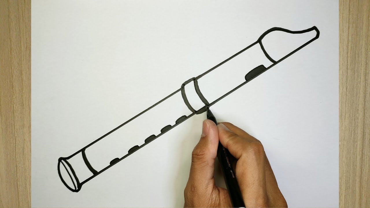 Cara menggambar alat musik tradisional seruling yang mudah digambar ...