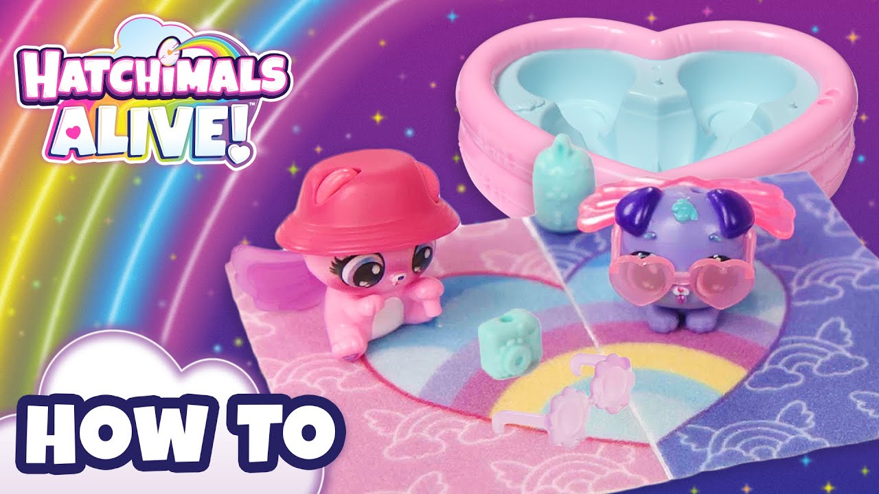Hatchimals Alive Neon Rainbow Bestie Pool Party | The How To - YouTube