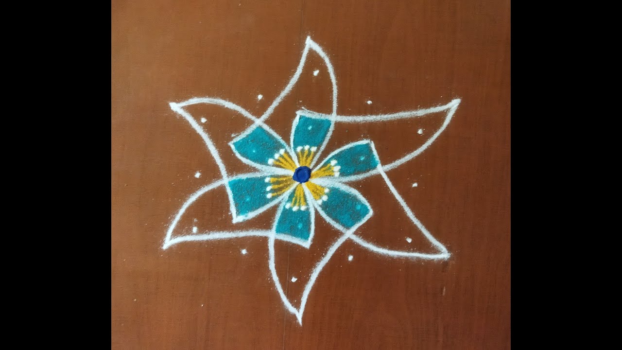 Tuesday special Rangoli Daily kolam 5x3Dots👍Simple Daily Muggulu👍Flower ...