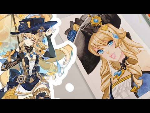 How to Draw Navia From Genshin Impact with Watercolor - Watercolor ...
