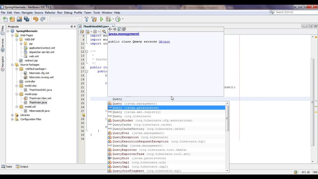 Spring - Hibernate: step by step in netbeans - YouTube