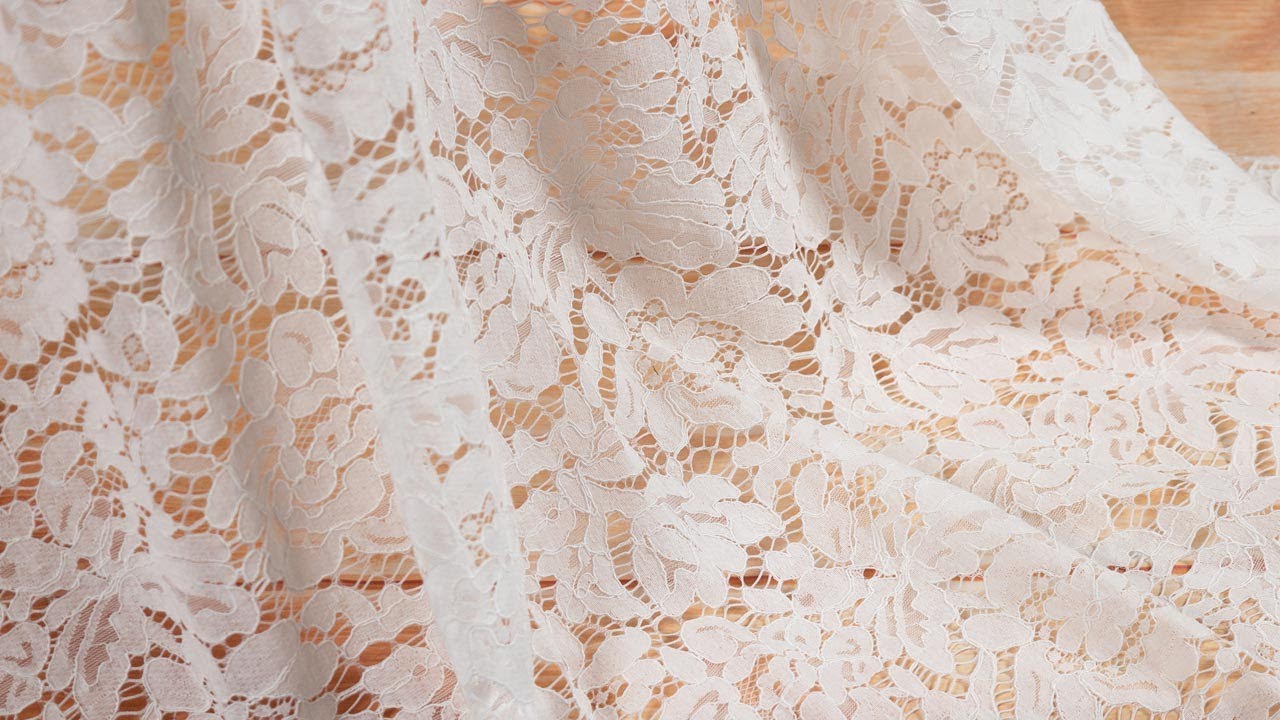 [OneYard] Ivory Flower Pattern Soft Chemical Lace by the Yard 32034 ...