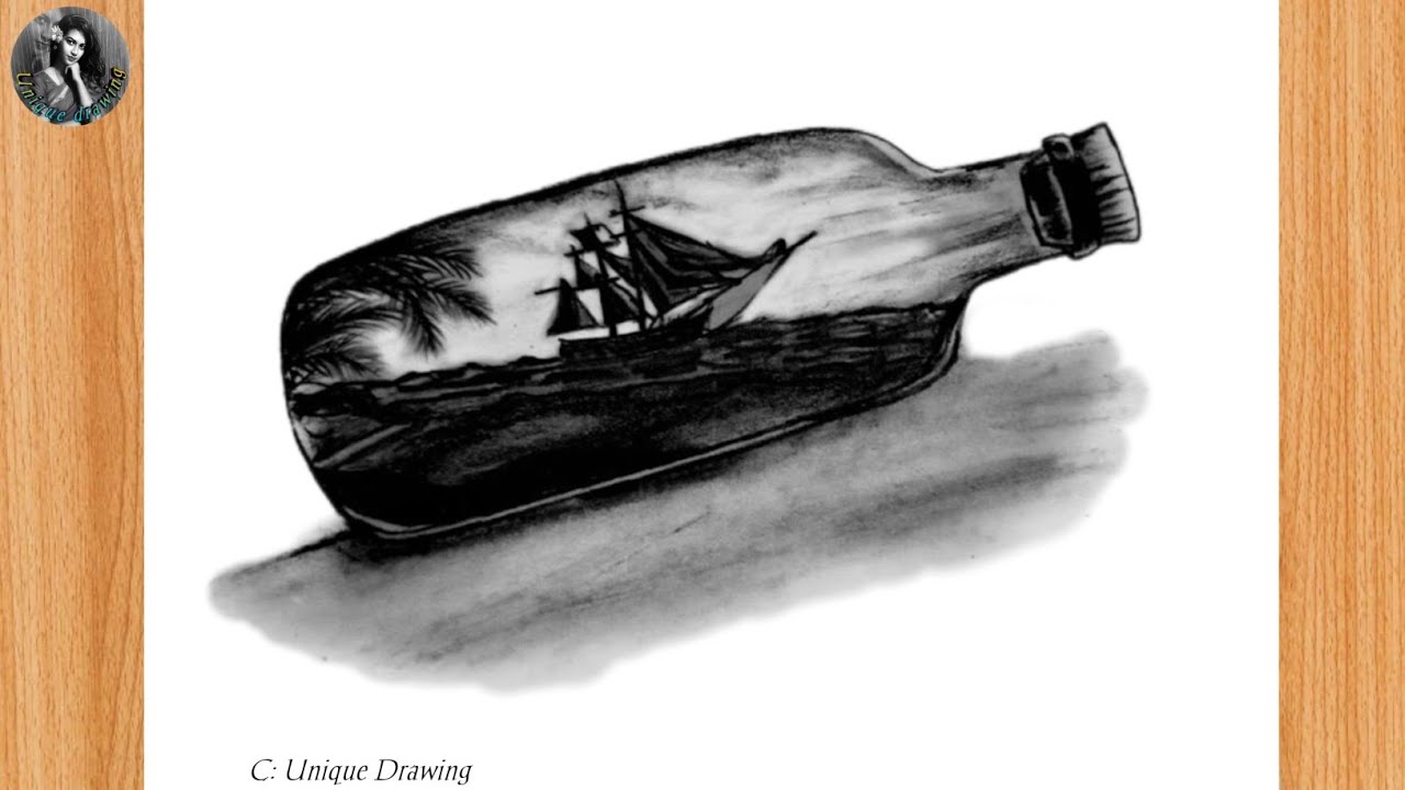 Scenery inside the bottle. Bottle scenery drawing. Easy step by step for beginners. Unique ...