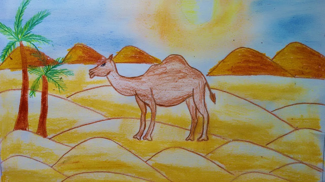 How To Draw Scenery of Desert - YouTube