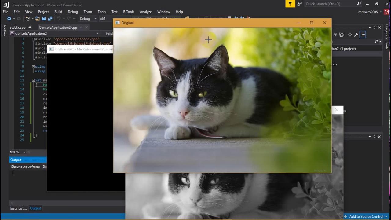 Opencv image to gray c++ - YouTube