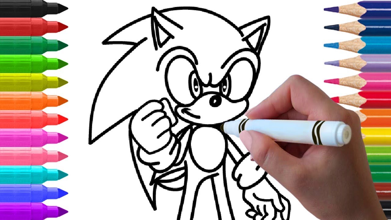 How to Draw Sonic Learn to draw Sonic Drawing easy Learn colours for ...