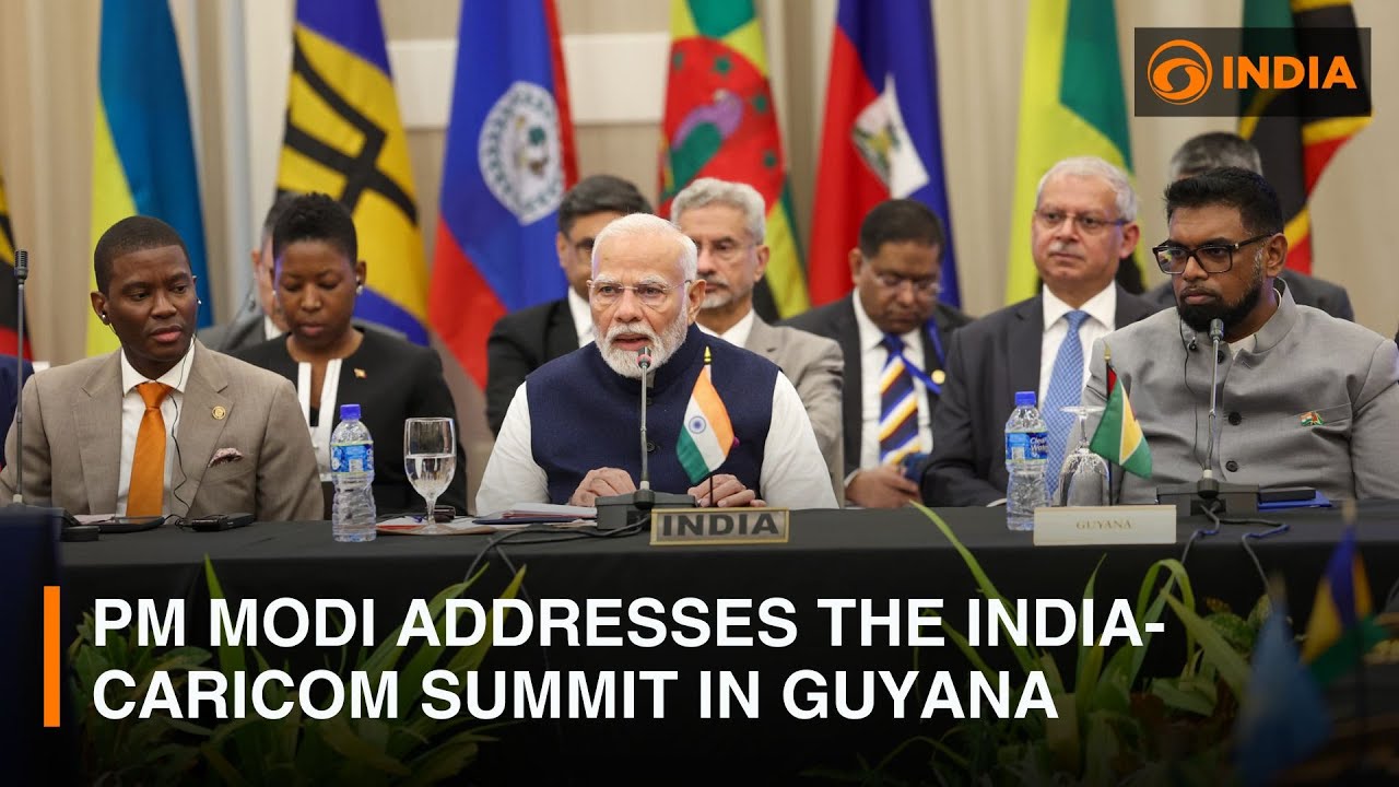 PM Modi addresses the India-CARICOM Summit in Georgetown, Guyana - YouTube