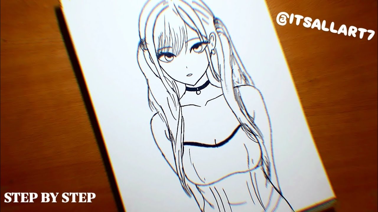 "How to Draw Marin Kitagawa - Full Body Step-by-Step Tutorial" - YouTube