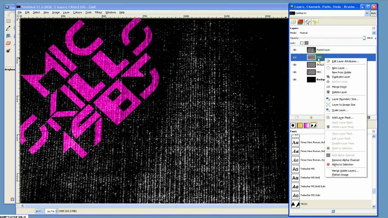 Retro Text Effect (Part 1 of 2) -GIMP Tutorial- - YouTube