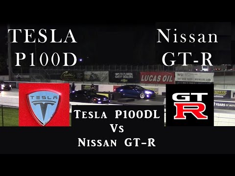 Tesla Model S P100D takes on a Nissan GT-R