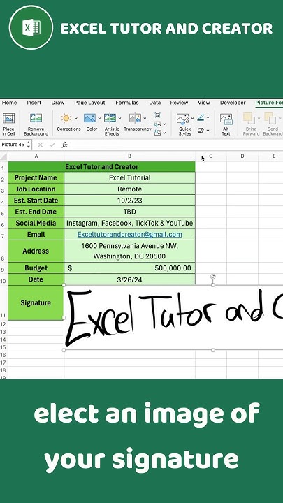 Adding Signature in Excel - YouTube