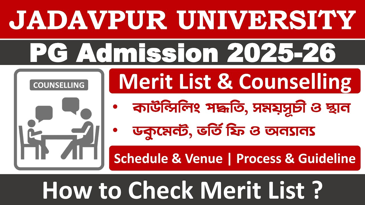 Jadavpur University PG Admission 2025-26: Merit List, Counselling ...