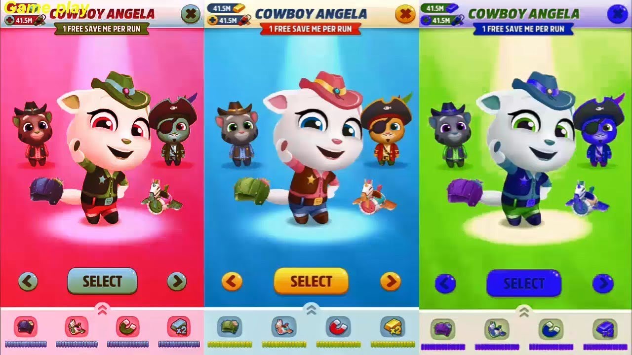 Talking Tom Gold Run (3 Star) Colors Reaction COWBOY ANGELA in New ...