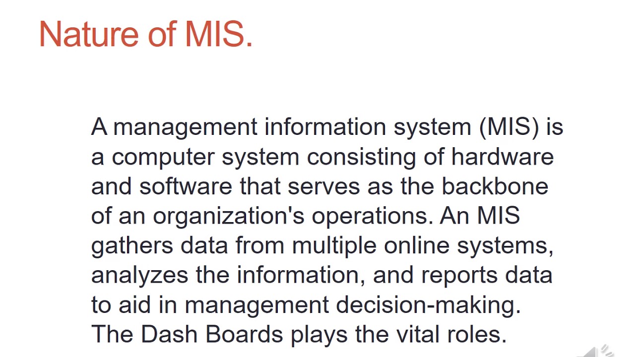 Management Information system (MIS) Introduction NATURE, SCOPE, TYPES ...