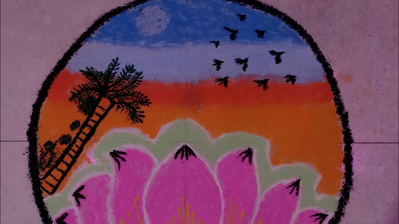 Easiest way to create a beautiful nature rangoli. #rangoli # ...