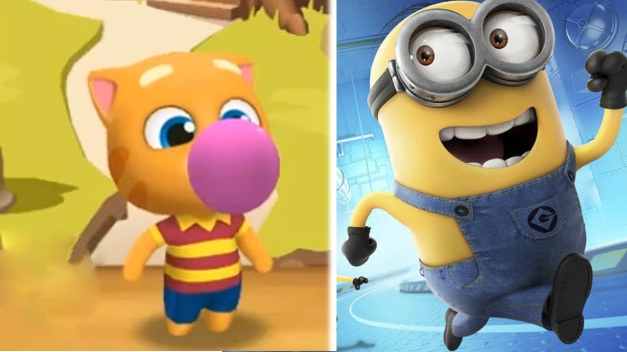 Despicable Me Minion Rush VS My Talking cat Tom Gold Run GINGER ...