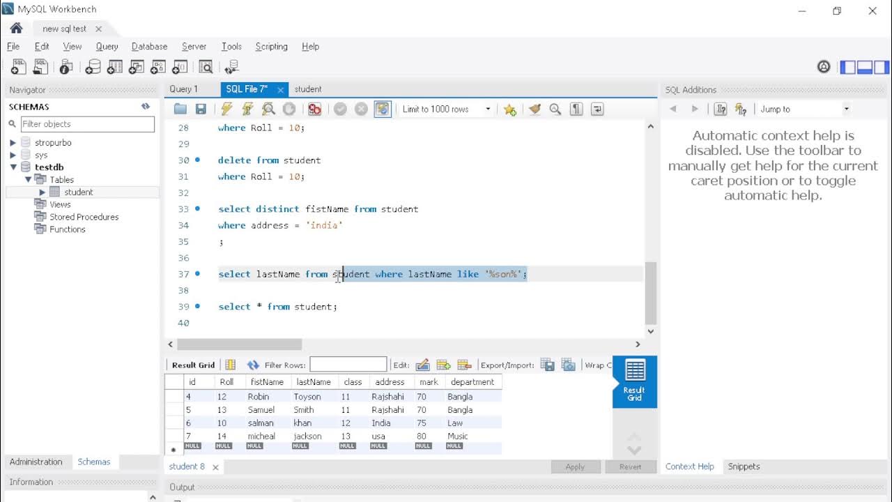 How To Use Select And Where To Retrieve Data From Sql Tables Youtube