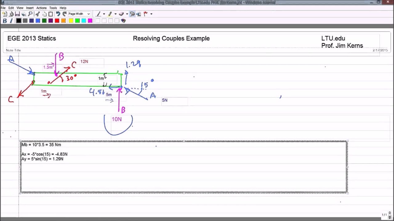 EGE 2013 Statics: Moments of Couples Example - YouTube