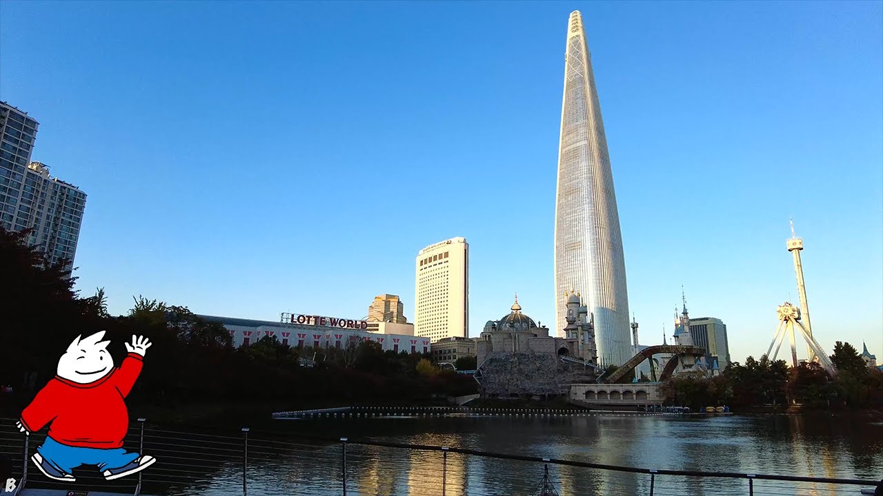 Jamsil Lotte World Tower and Seokchon Lake walk / Landmark of Seoul ...