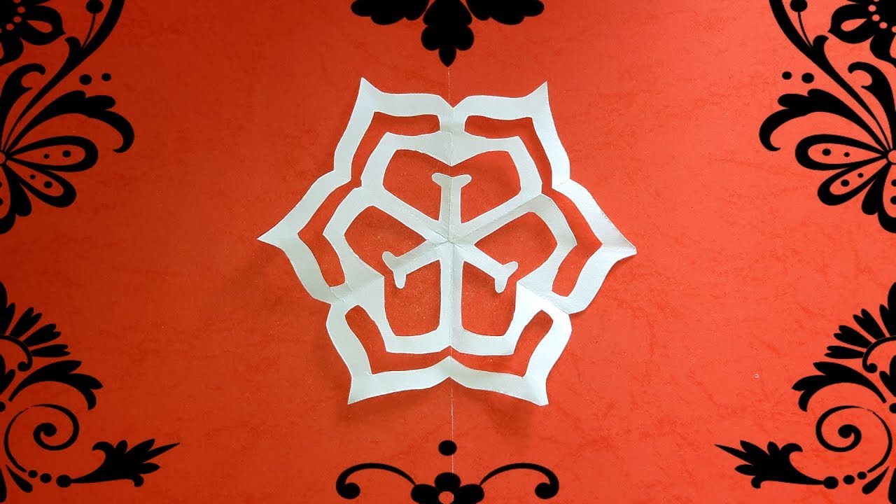 Tutorial How to Make Simple Paper Cutting Art / Kirigami : Flower ...
