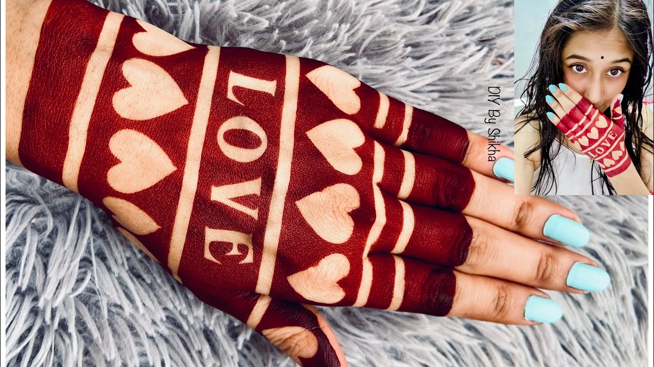 LOVE ️ mehendi deisgn using stickers and tape / instant mehendi quick ...