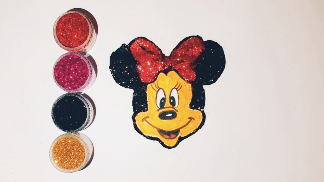 How to draw MINNIE MOUSE easy for kids|SAND artpaint and GLITTER paint ...